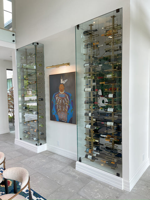 Urban Ironcraft Floor to Ceiling Wine Racks - Double Bottle Divide Pil ...