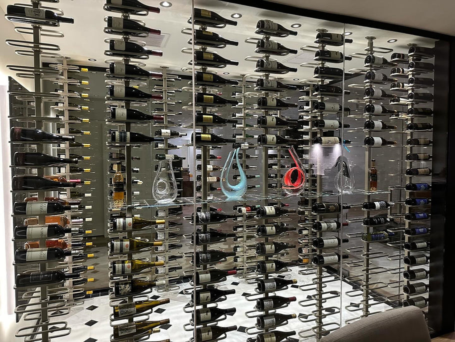 Urban Ironcraft Floor to Ceiling Wine Racks - Double Bottle Divide Pil ...